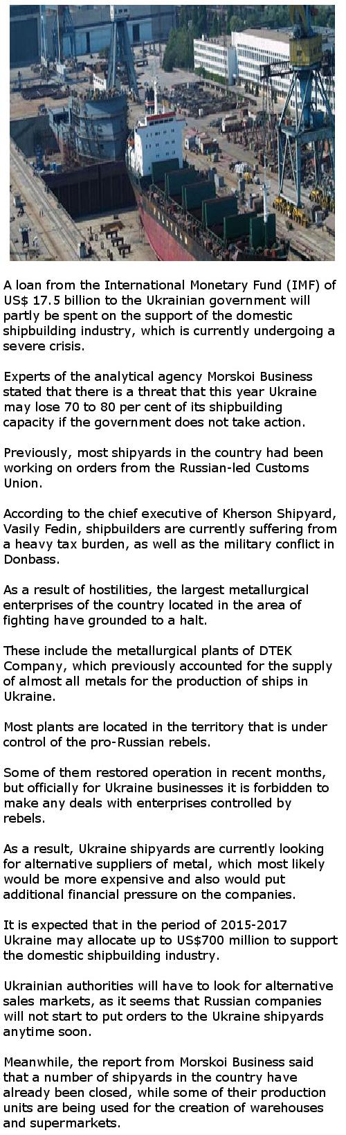 Ukraine Loan For Shipbuilding Industry